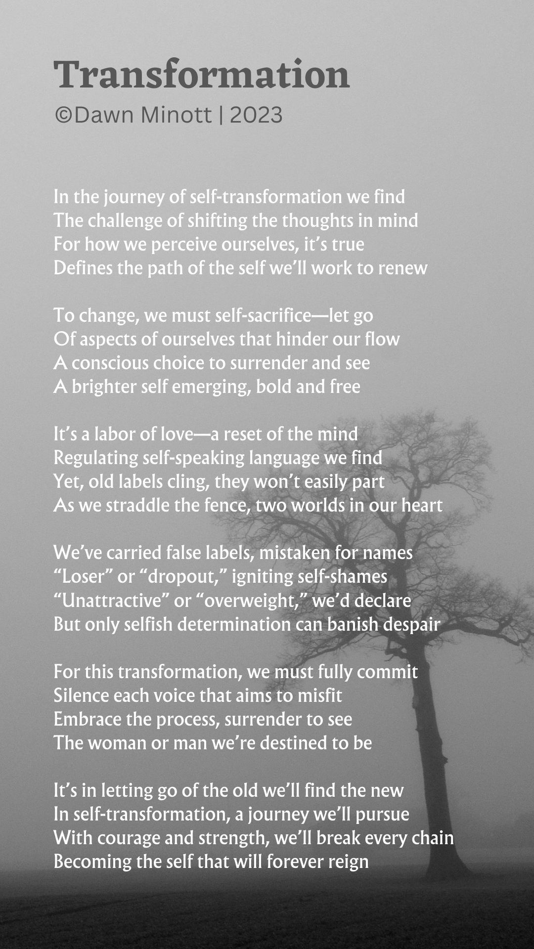 Transformation ©Dawn Minott – Poems & More